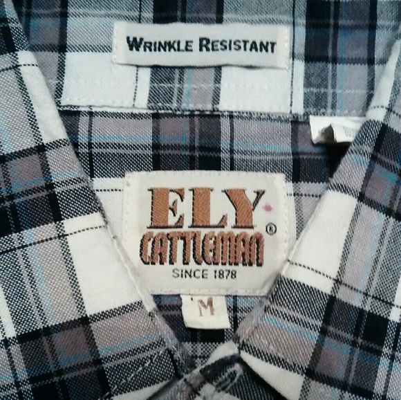 Ely Cattleman | Shirts | Ely Western Shirt Gray Plaid Pearl Snaps Ls ...